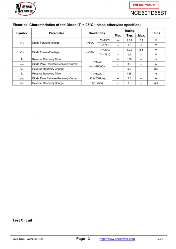 NCE60TD65BT datasheet page 3