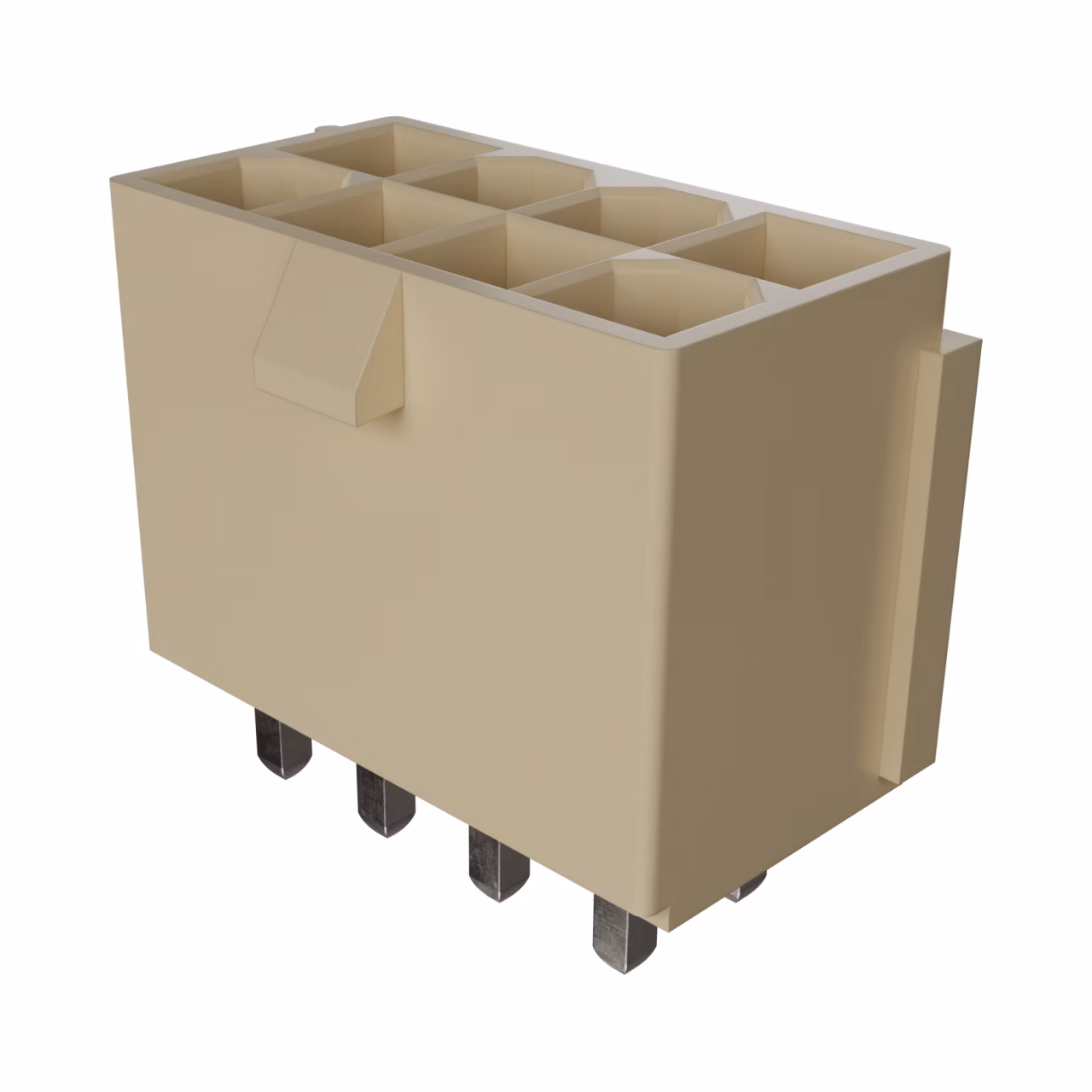 Mini-Fit Jr. Header, 4.20mm Pitch, Vertical, Dual Row, without Flange, 8 Circuits, Matte Tin (Sn) over Nickel (Ni) Plating, Tape and Reel, Beige for sale