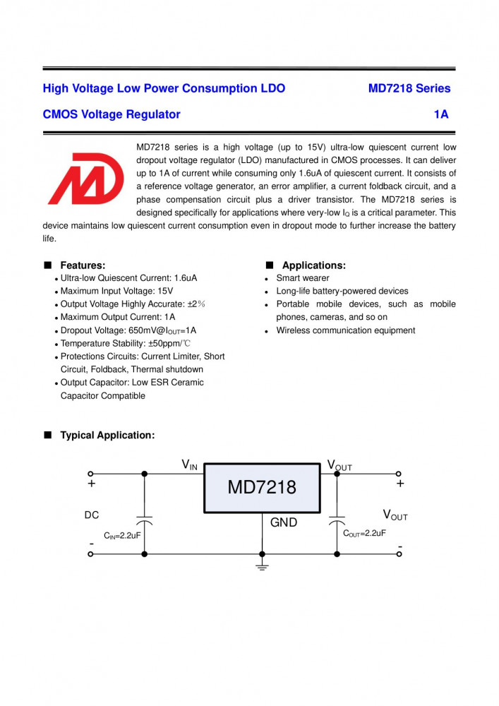 MD7218 datasheet page 1