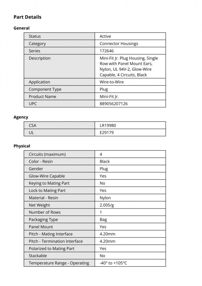 MOLEX Mini-Fit Plus HCS specification page 2