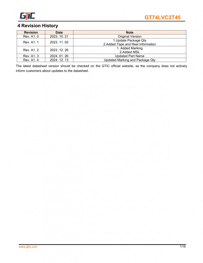 GT74LVC2T45V8 datasheet page 2