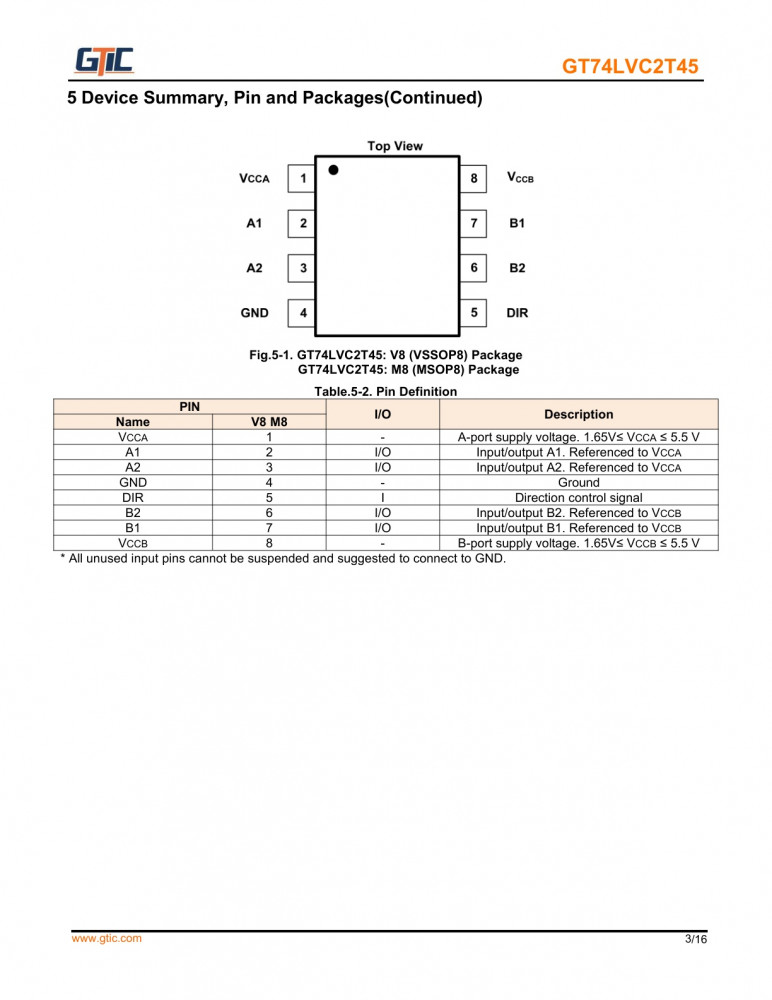 GT74LVC2T45V8 datasheet page 4