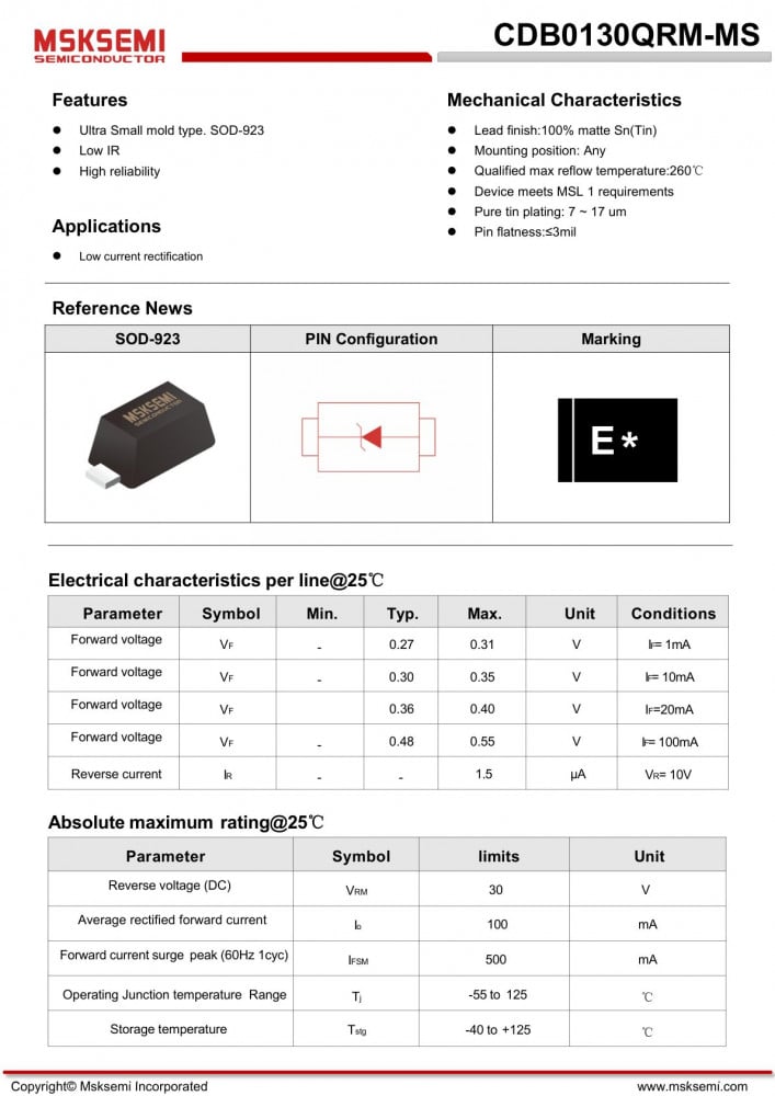 CDB0130QRM-MS datasheet page 2