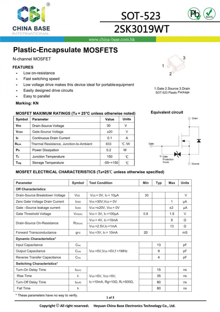 2SK3019T datasheet page 1