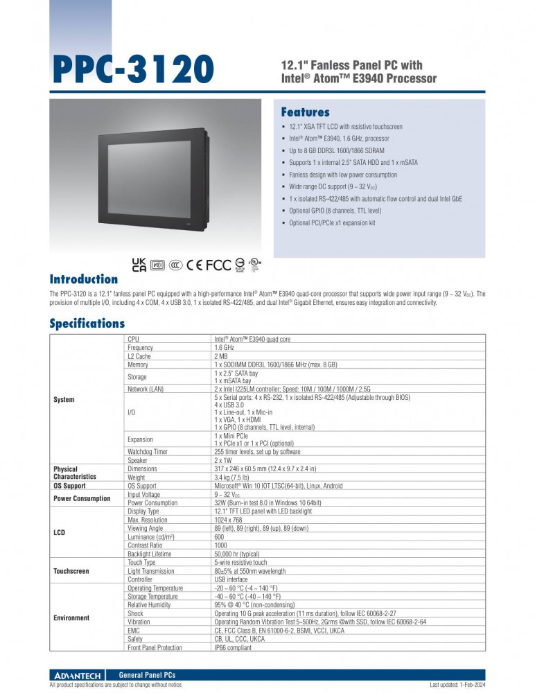 PPC-3120 technical document page 1