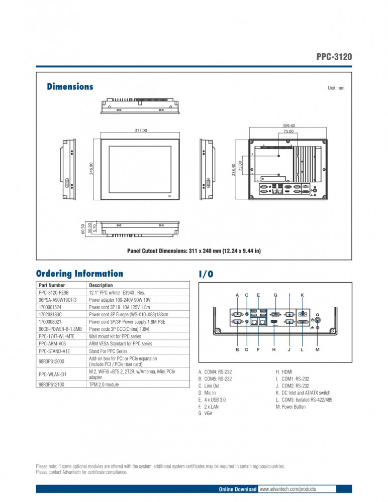 PPC-3120 technical document page 2