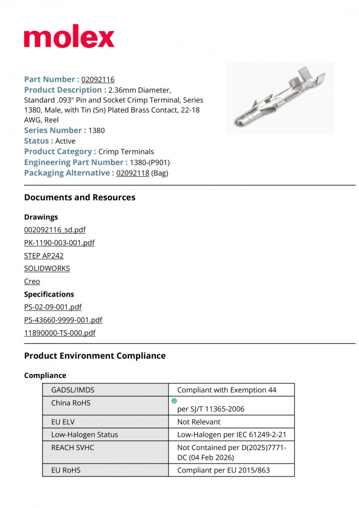 Molex product document page 1