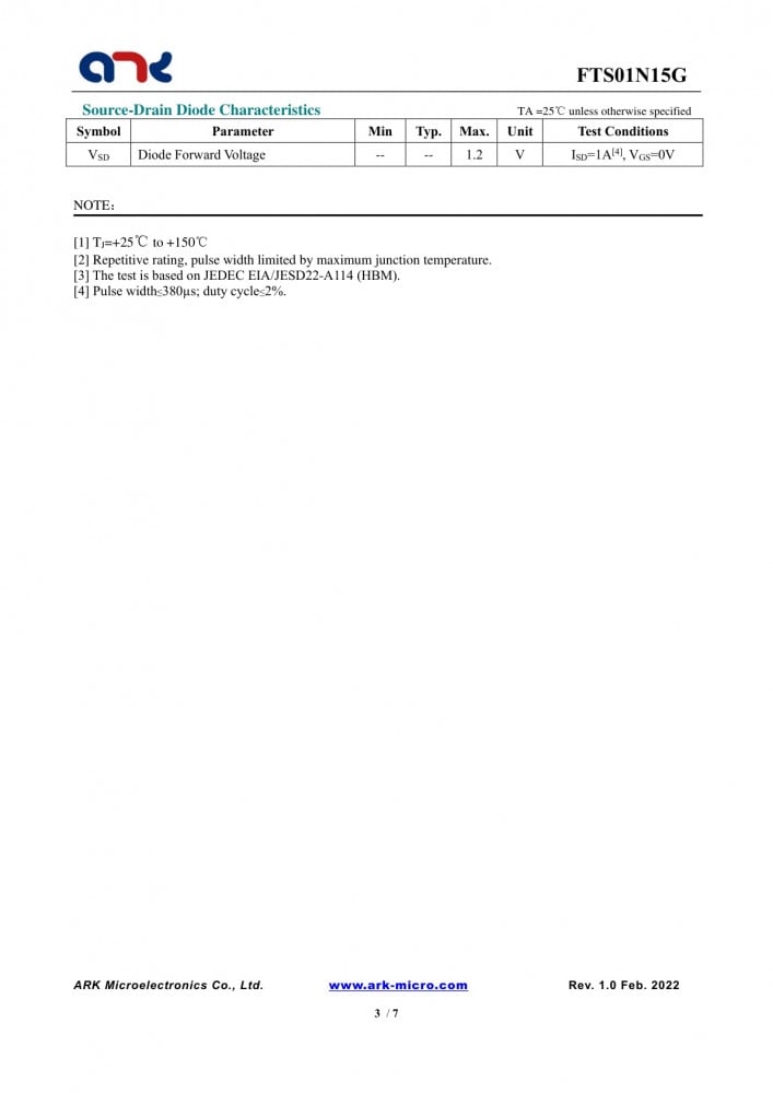 FTS01N15G datasheet page 3