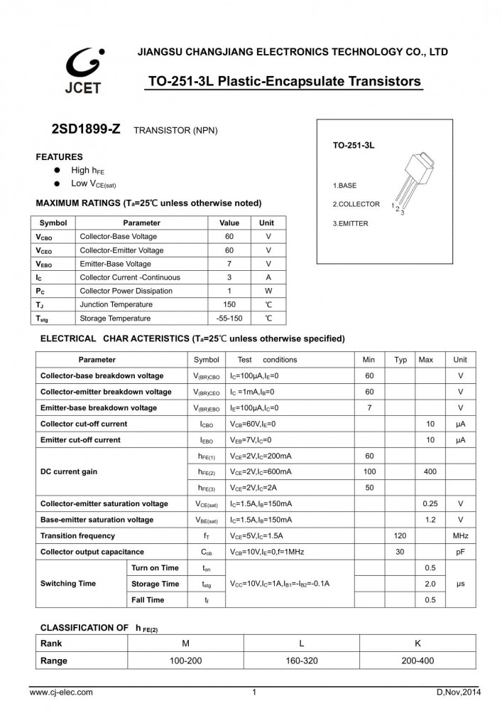 2SD1899-Z datasheet page 1