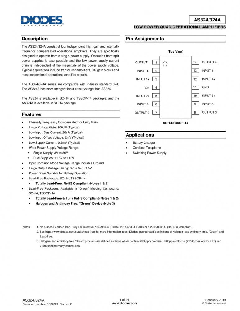 AS324 datasheet page 1