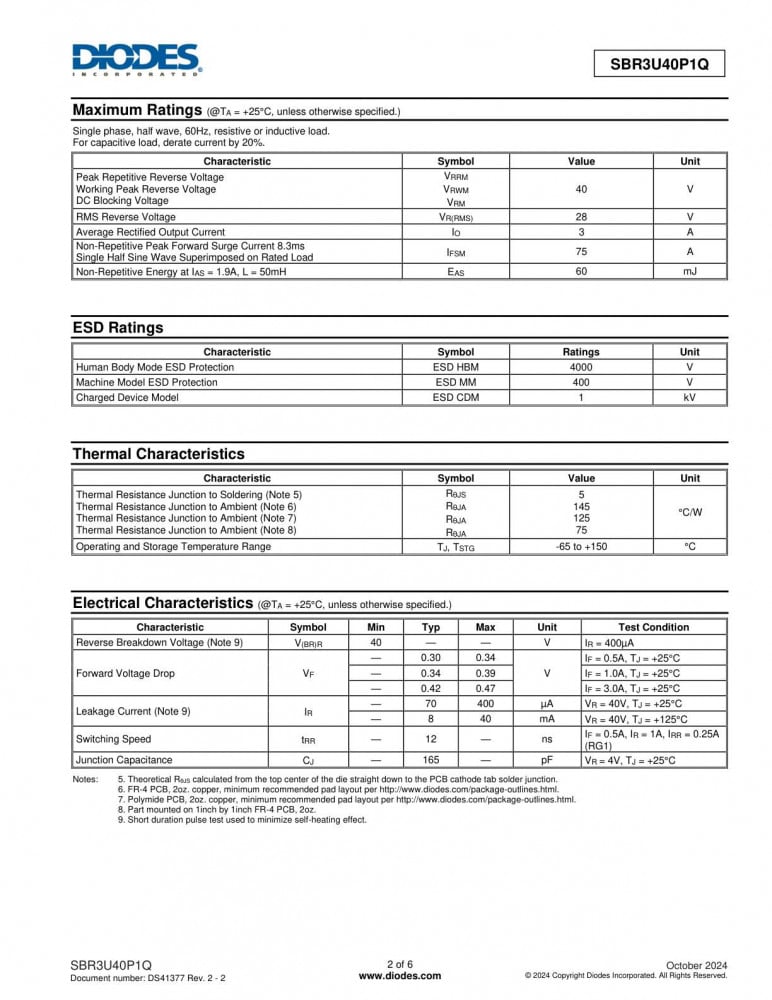 SBR3U40P1-7 datasheet page 2