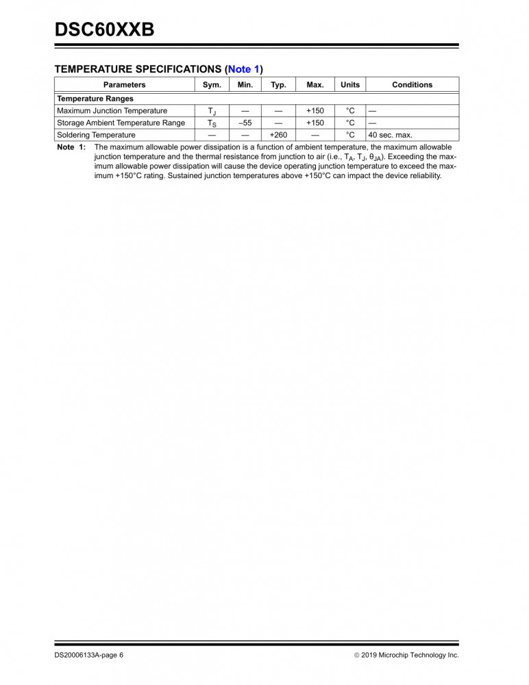 DSC60xxB datasheet page 6