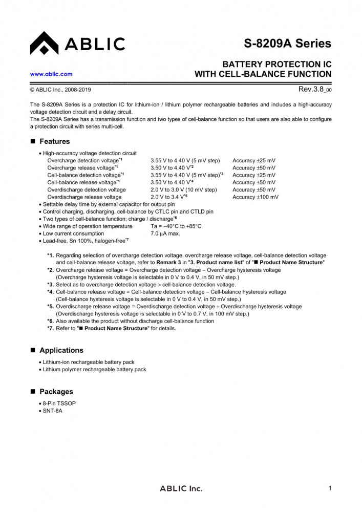 S-8209A document page 1