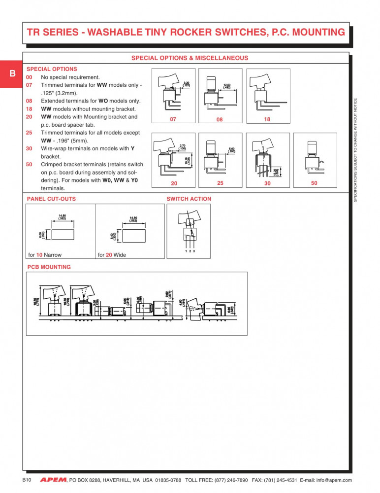APEM TR series datasheet page 10
