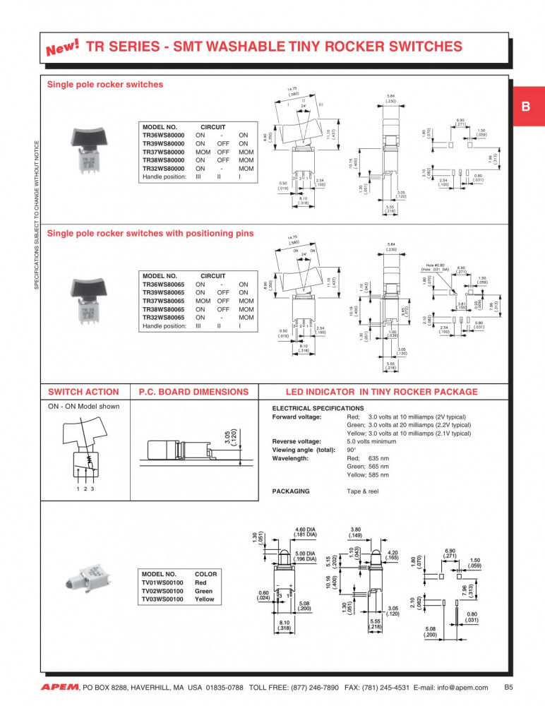 APEM TR series datasheet page 5