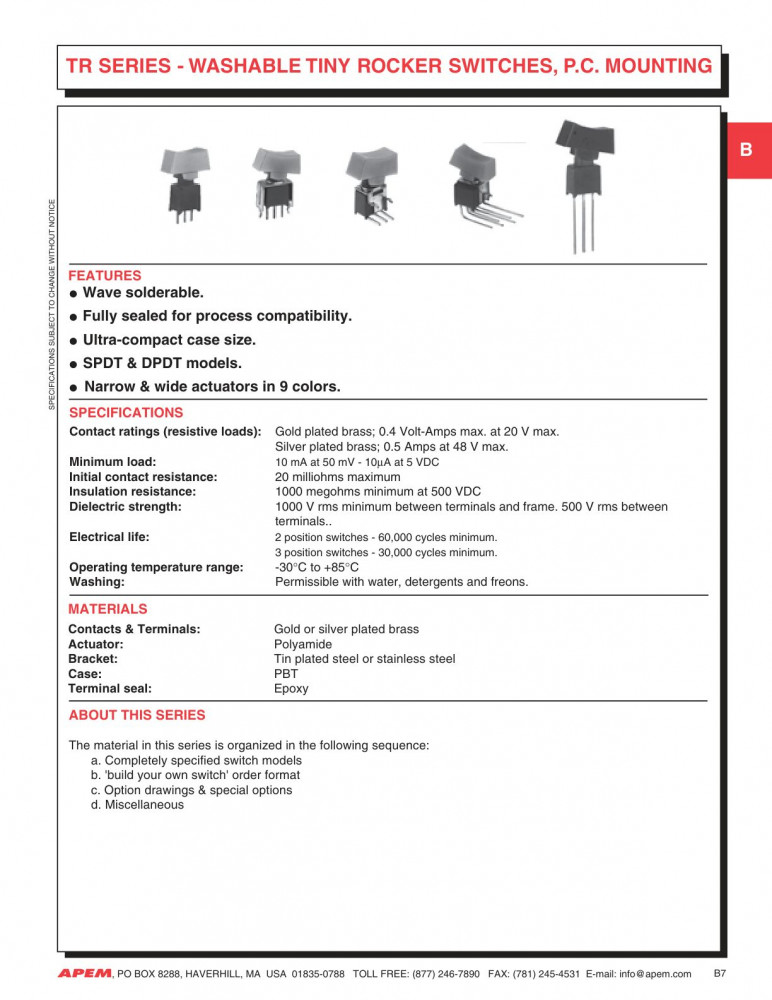 APEM TR series datasheet page 7