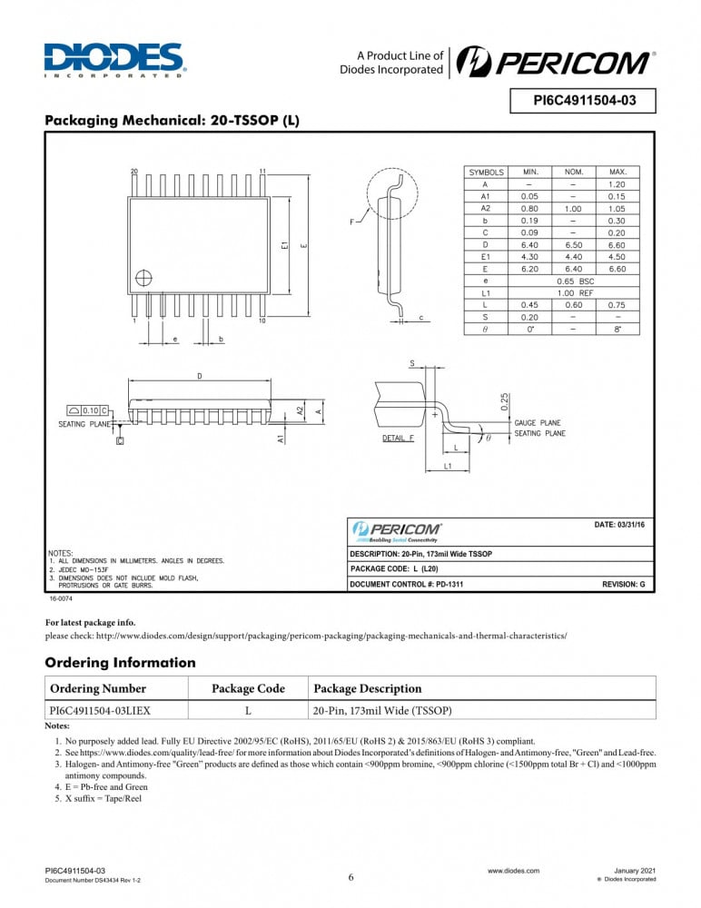PI6C4911504-03 datasheet page 6