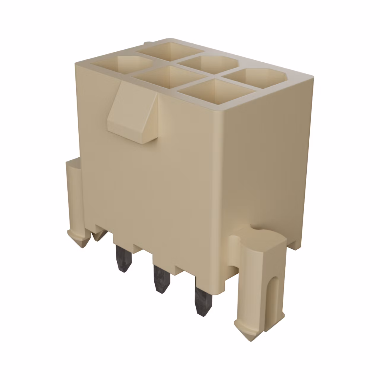 Mini-Fit HCS Header, 4.20mm Pitch, Dual Row, Vertical, with Snap-in Plastic Peg PCB Lock, 6 Circuits, Nylon 6/6 94V-2, Matte Tin (Sn) Plating, with Drain Holes for sale