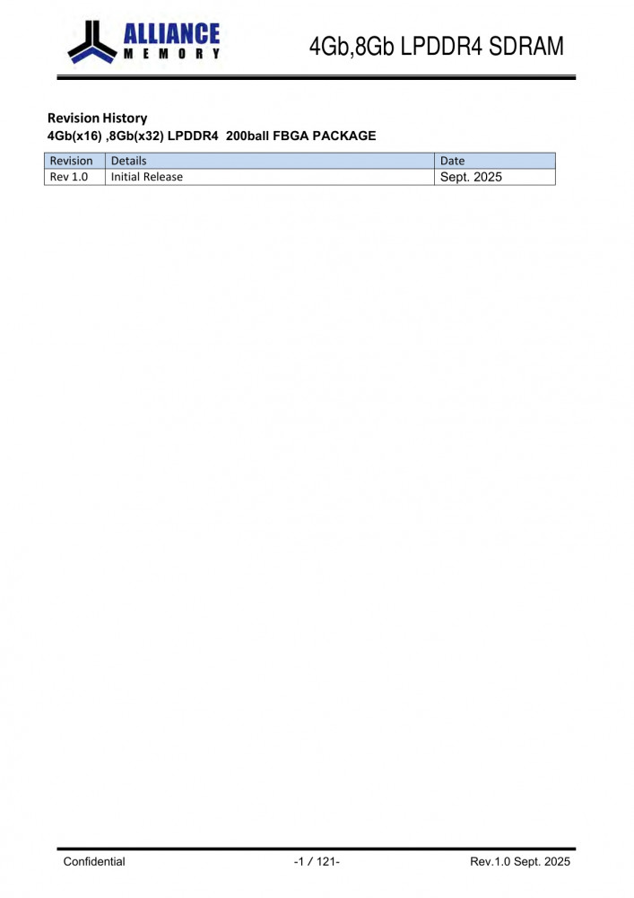 AS4C256M16MD4A-046BIN datasheet page 1