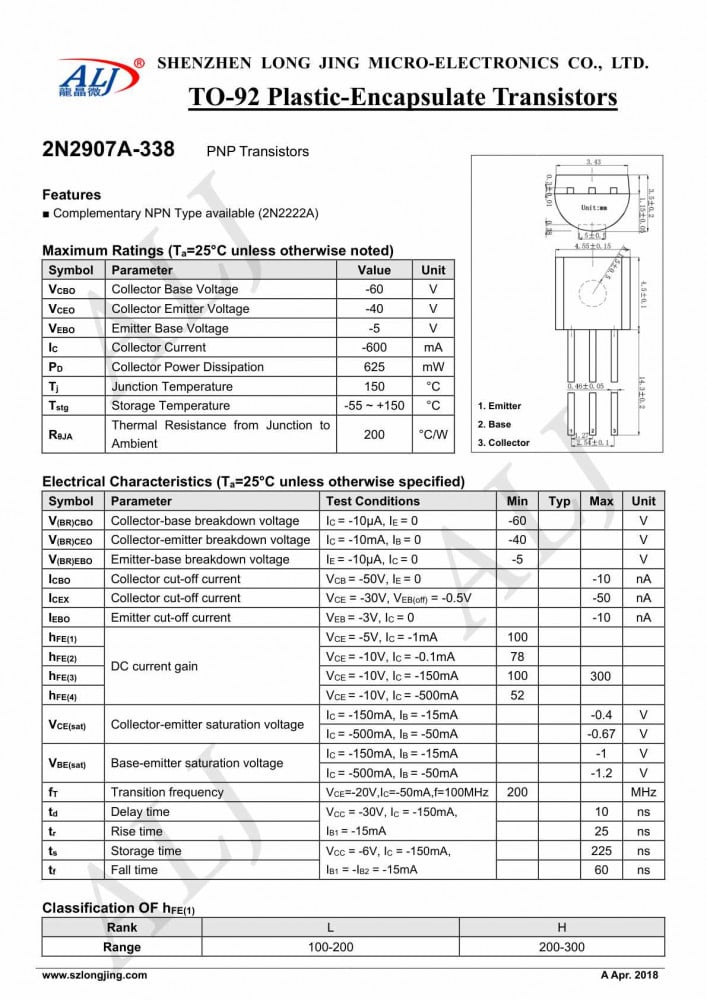 2N2907A-338 datasheet page 1