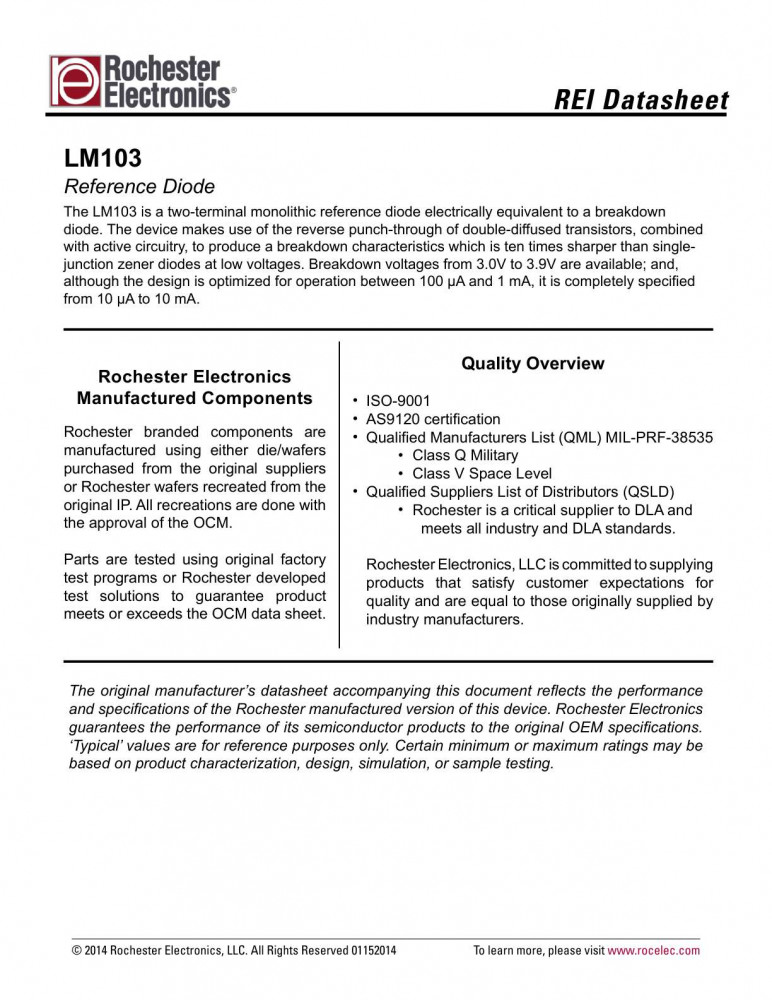 LM103 technical document page 1