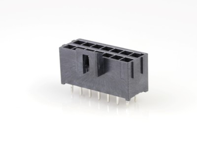 Ultra-Fit Vertical Header, 3.50mm Pitch, Dual Row, 14 Circuits, with Solder Clips, Tin (Sn) Plating, Black, Glow-Wire Capable, Tray