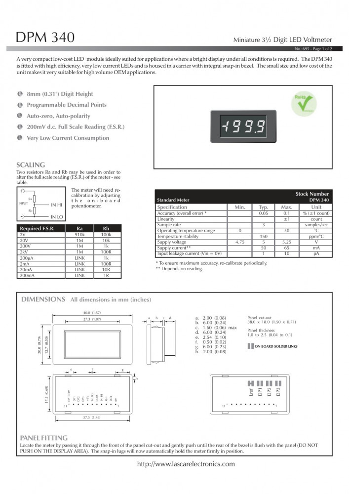 DPM 340 datasheet page 1