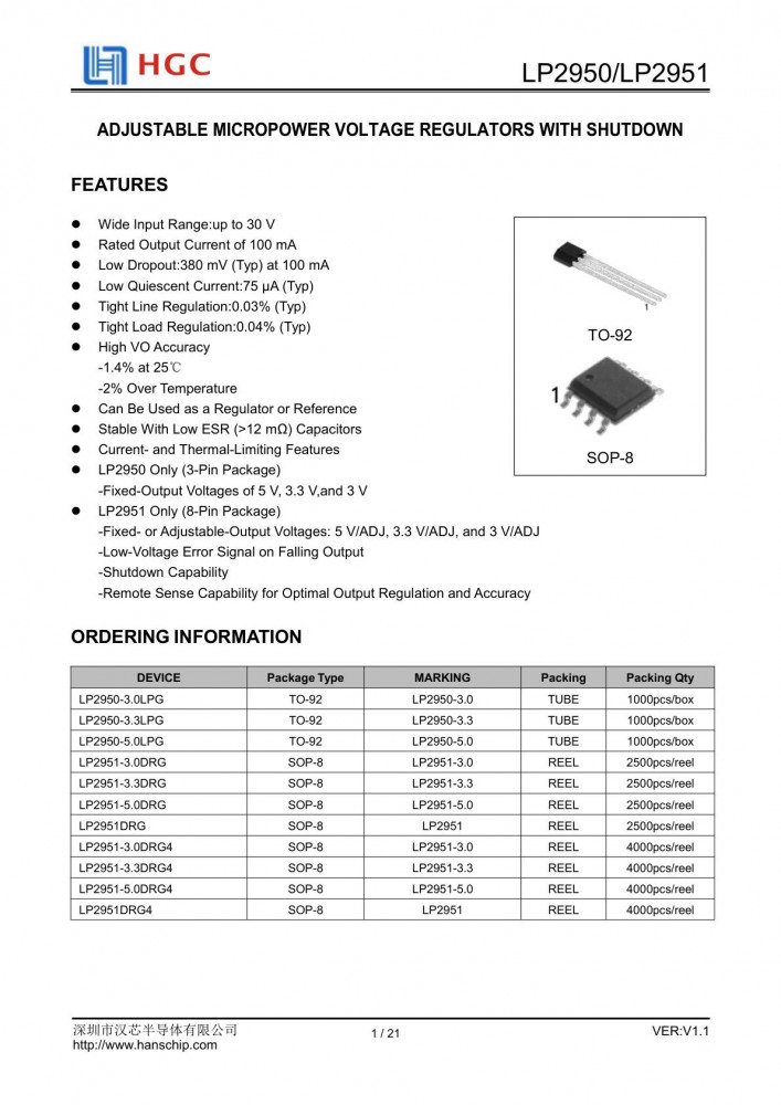 LP2951 datasheet page 1