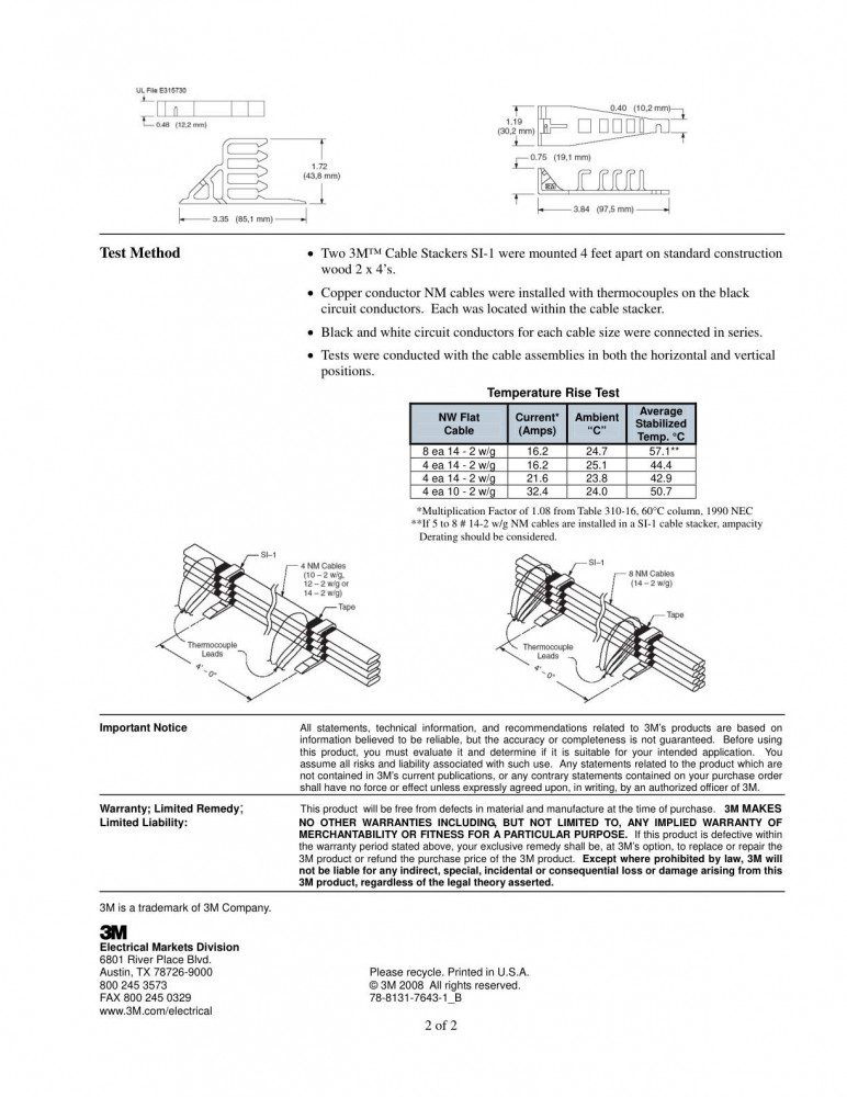 3M SI-1 Cable Stacker technical document page 2