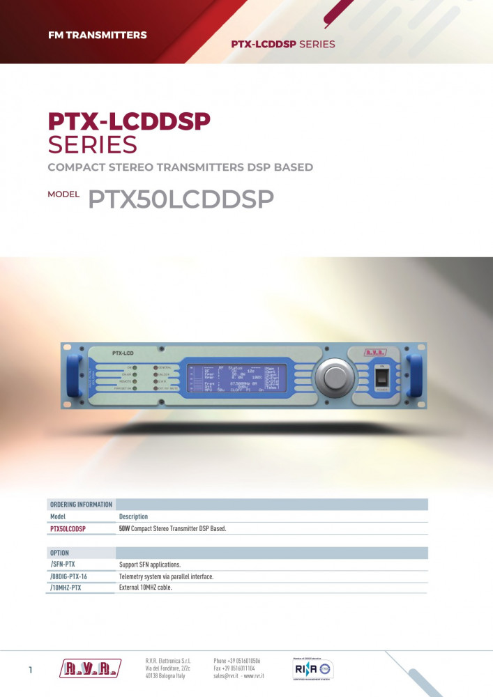 PTX50LCDDSP technical document, page 1