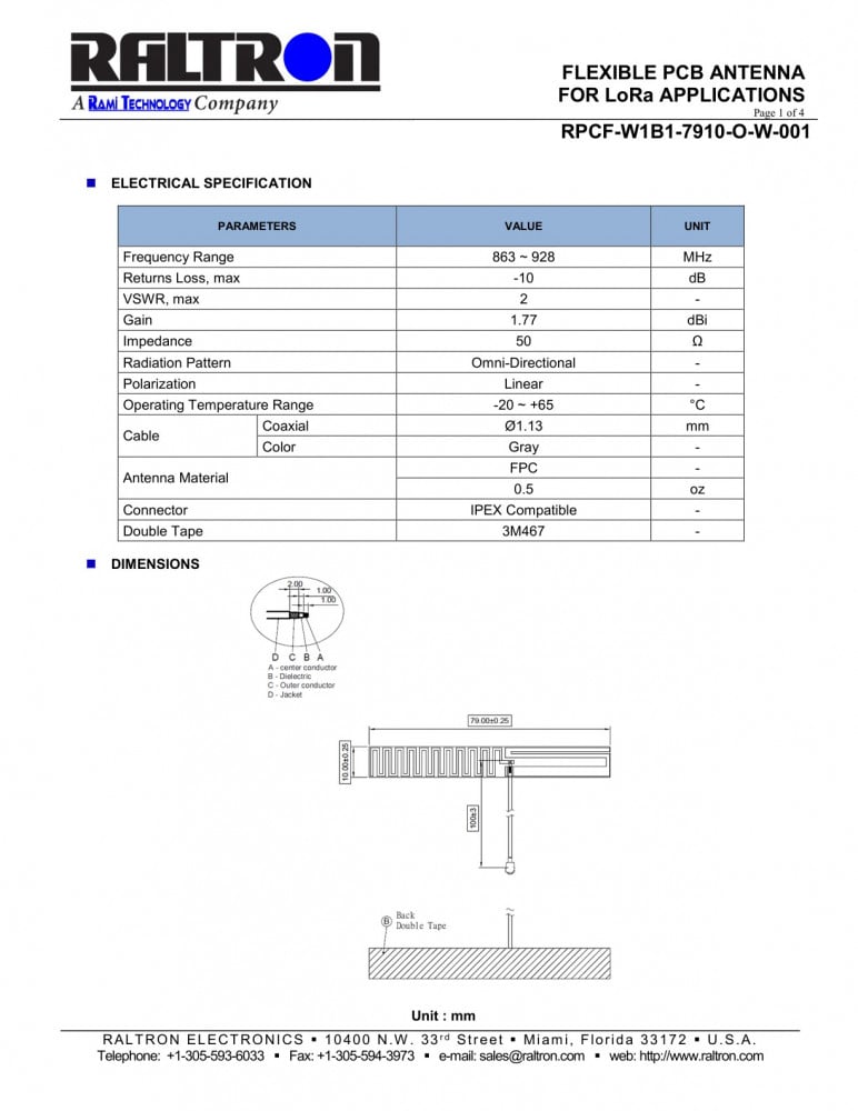 RPCF-W1B1-7910-O-W-001 technical document page 1