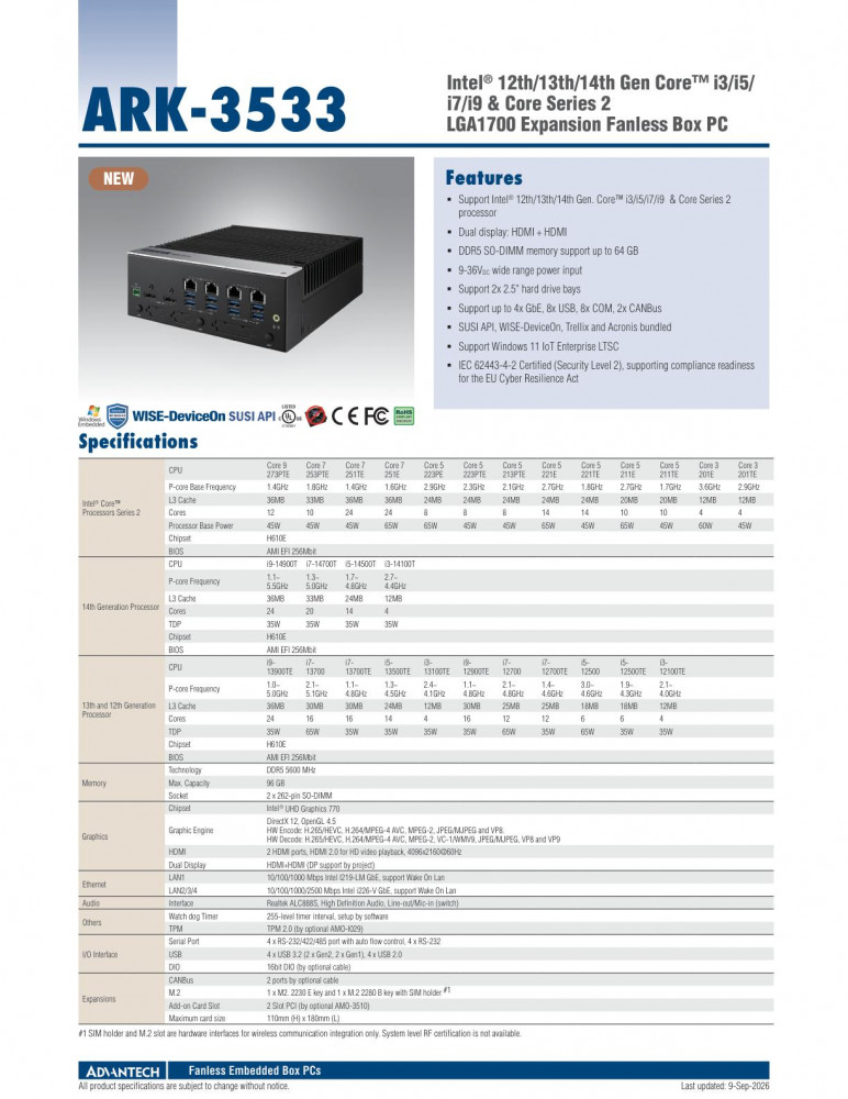 ARK-3533 product documentation page 1