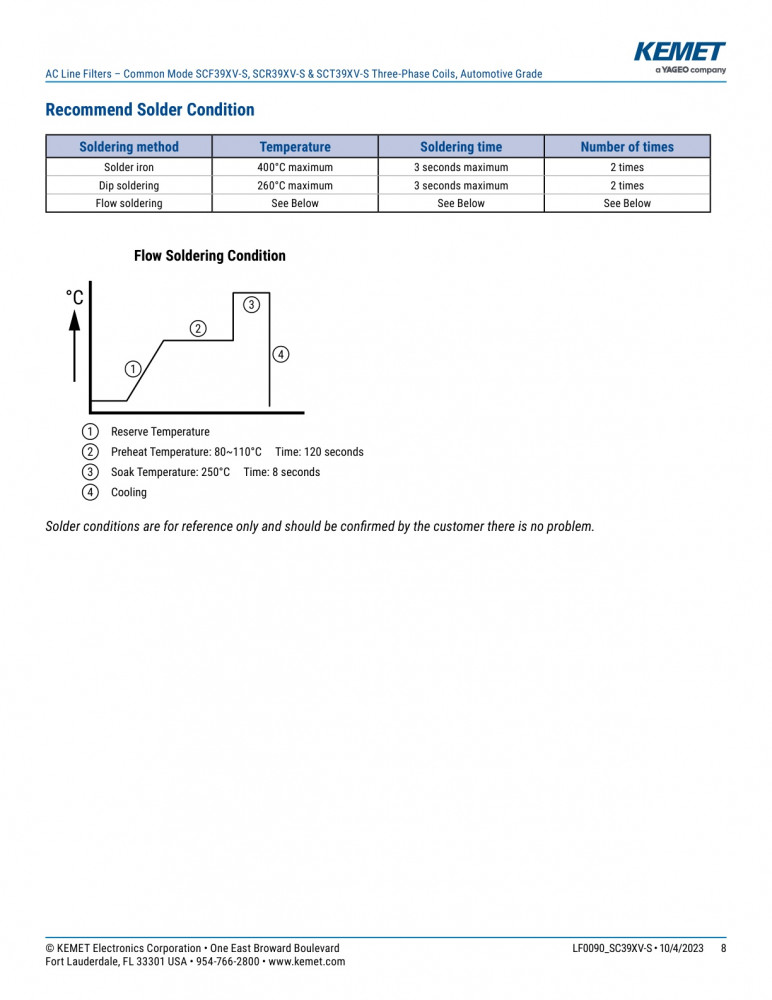 KEMET SCT39XV-S technical document page 8
