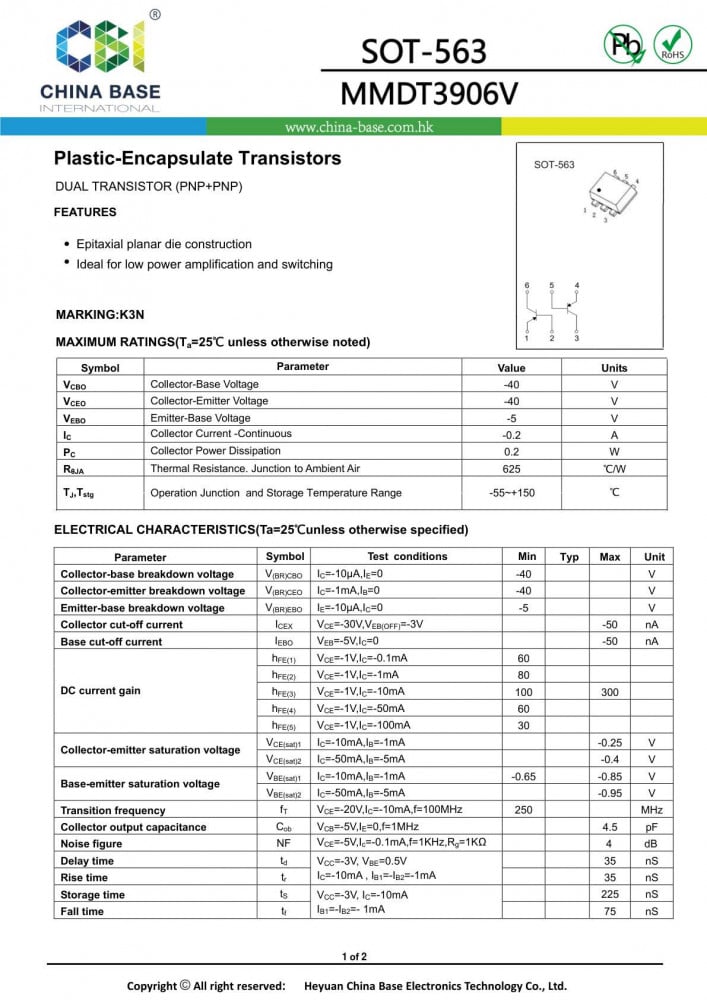MMDT3906V datasheet page 1