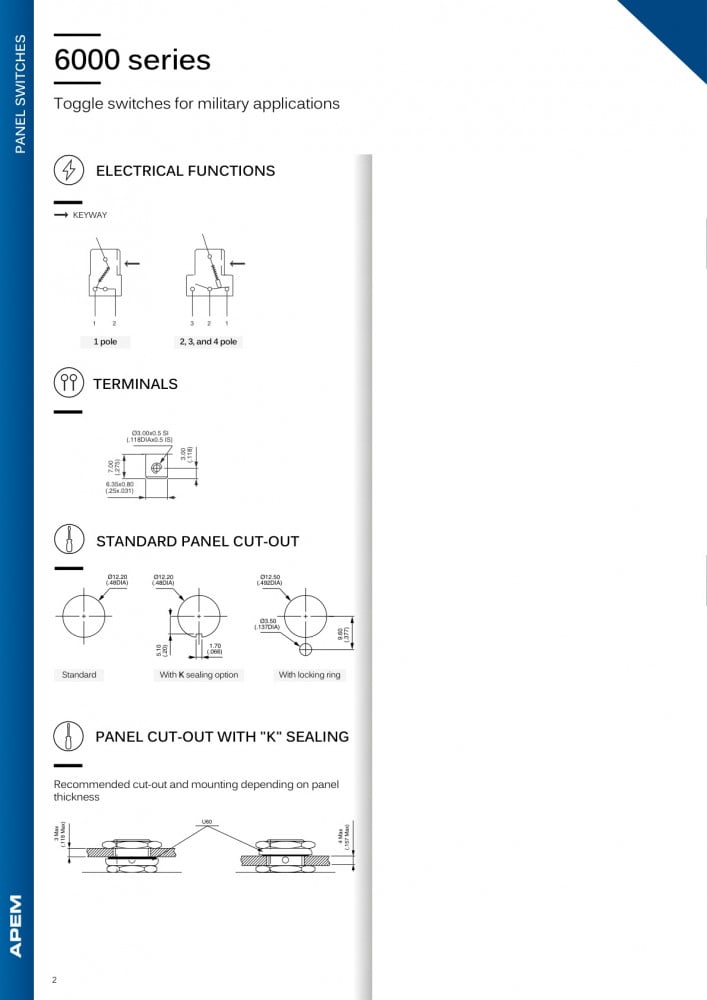 APEM 6000 series datasheet page 2