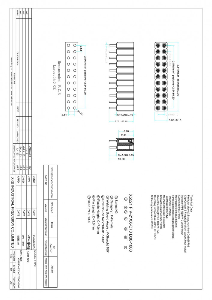 X5521FV-2x24-C70D30-1000 technical drawing
