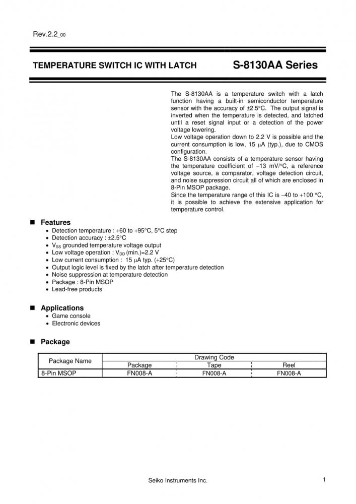 S-8130AA datasheet page 1