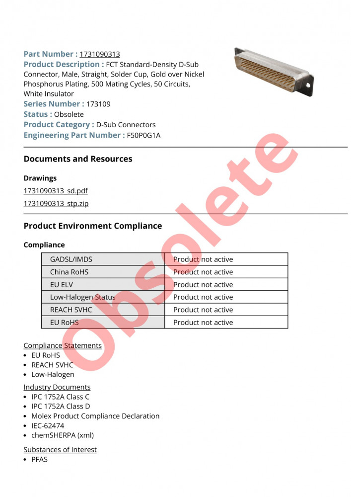 MOLEX 1731090313 technical document page 1