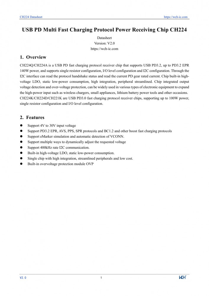 CH224A datasheet page 1