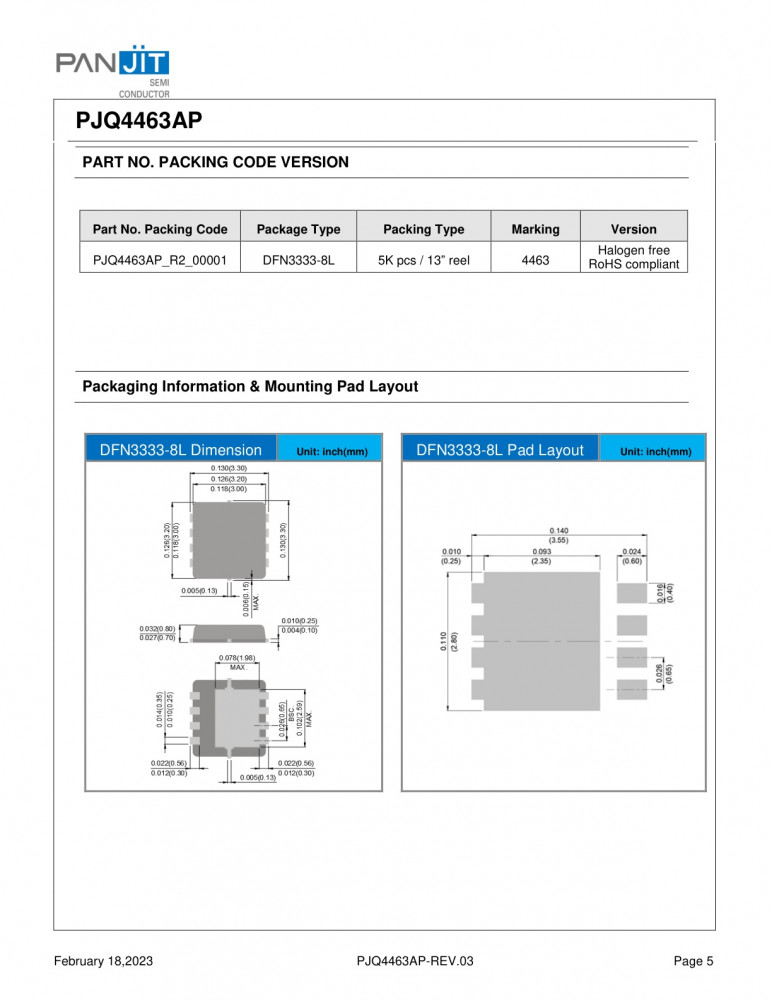 PJQ4463AP datasheet page 5