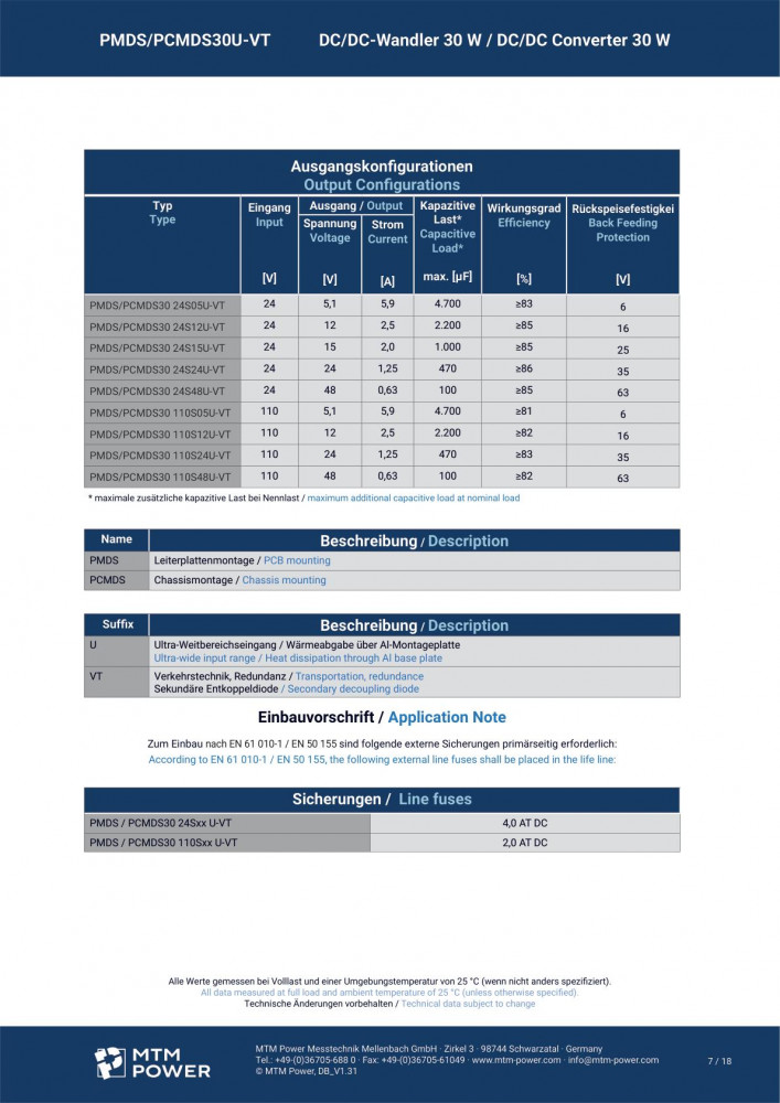 MTM Power PMDS/PCMDS30 datasheet page 7