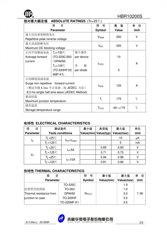 HBR10200S datasheet page 2