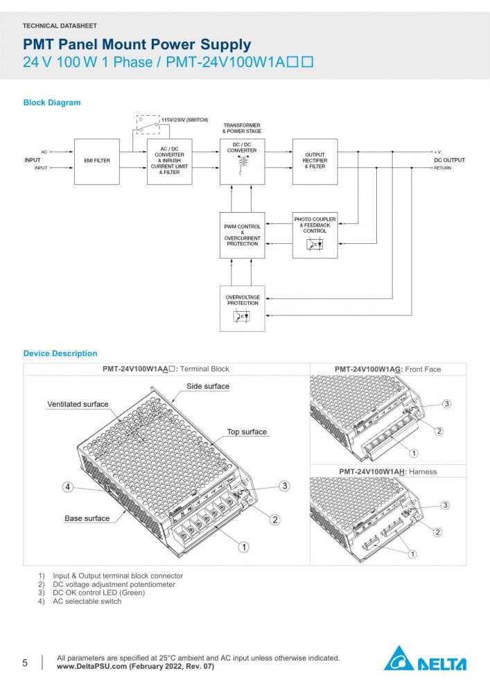 DELTA PML-24V100W1AA datasheet page 5