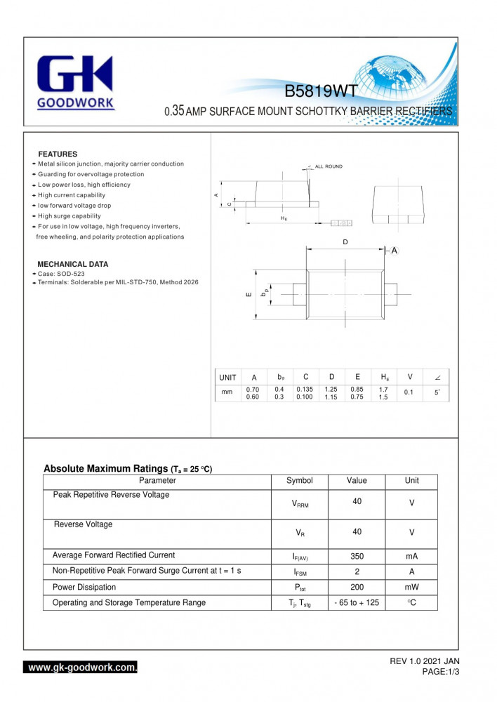 GOODWORK B5819WT datasheet page 1