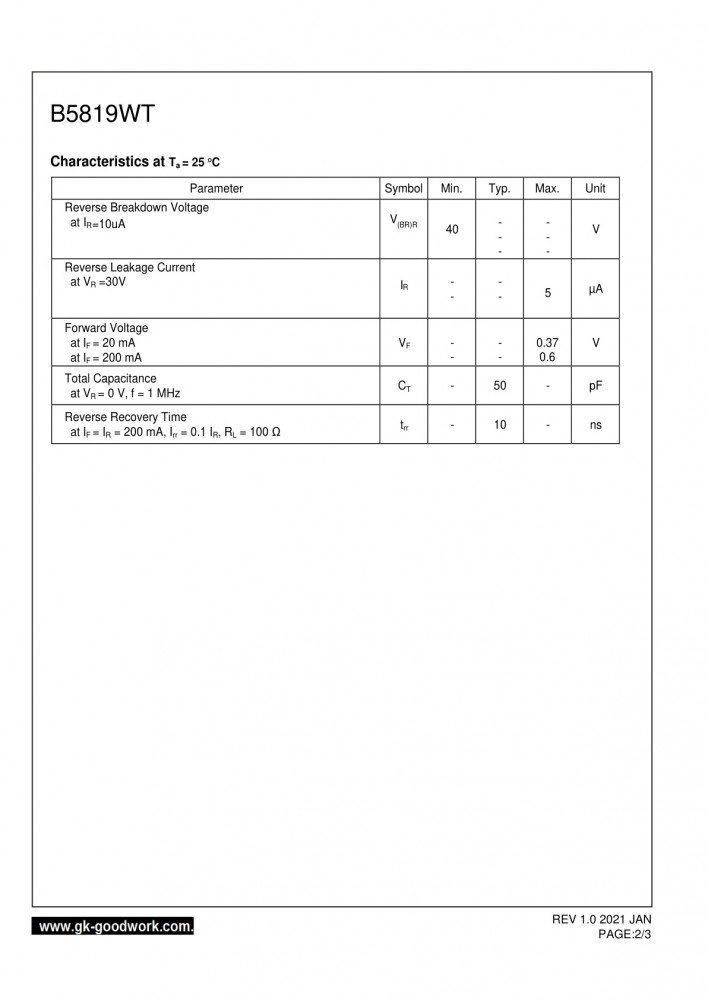 GOODWORK B5819WT datasheet page 2