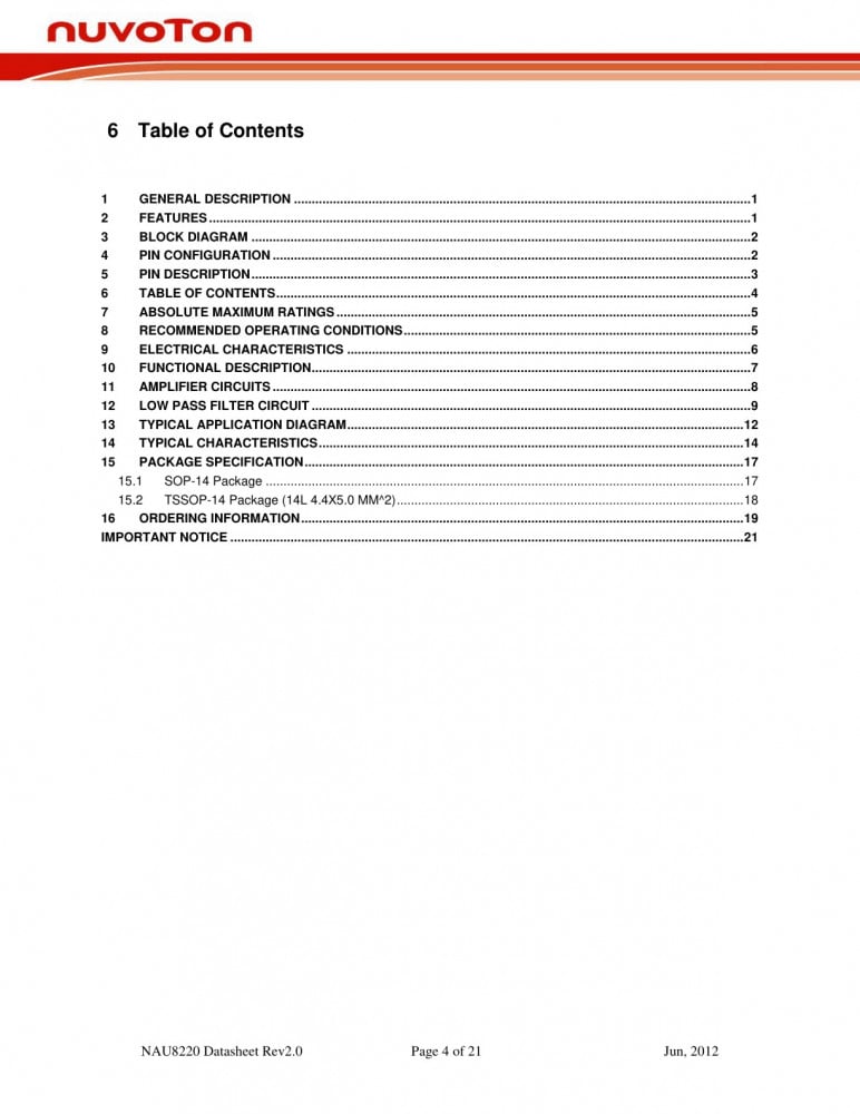 NAU8220 datasheet page 4