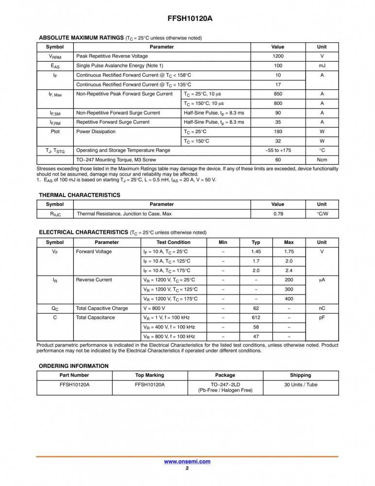 FFSH10120A datasheet page 2