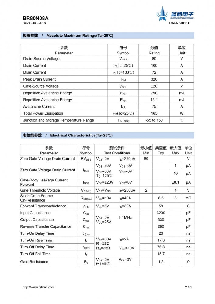 BR80N08A datasheet page 2