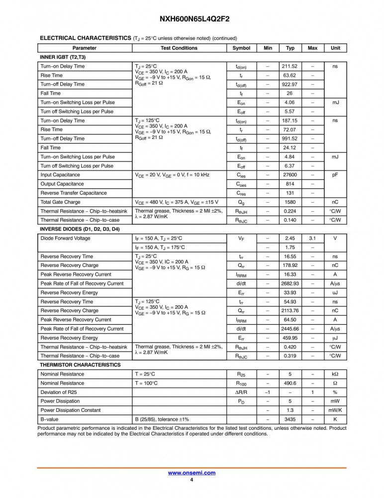 NXH600N65L4Q2F2 datasheet page 4