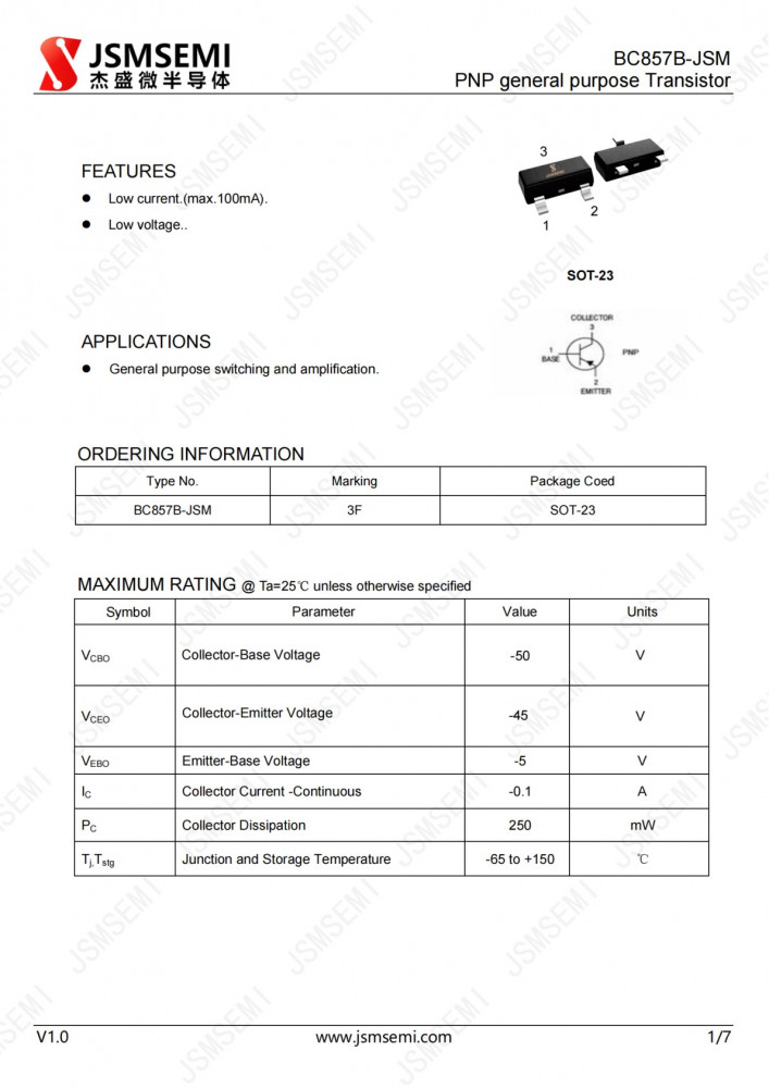BC857B-JSM datasheet page 1